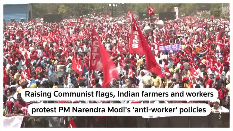 Farmers, workers protest against Modi's labor policies