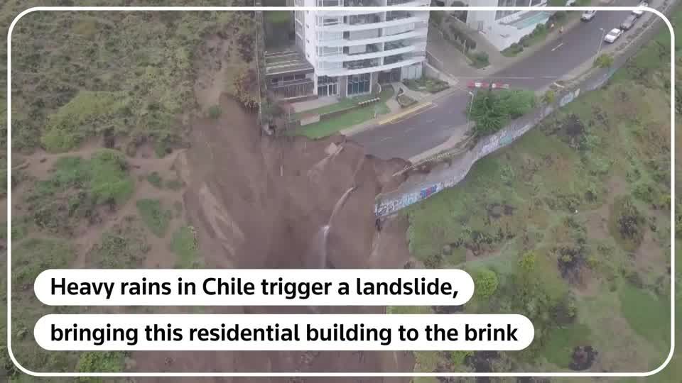 Apartment building left on edge of landslide in Chile | Reuters
