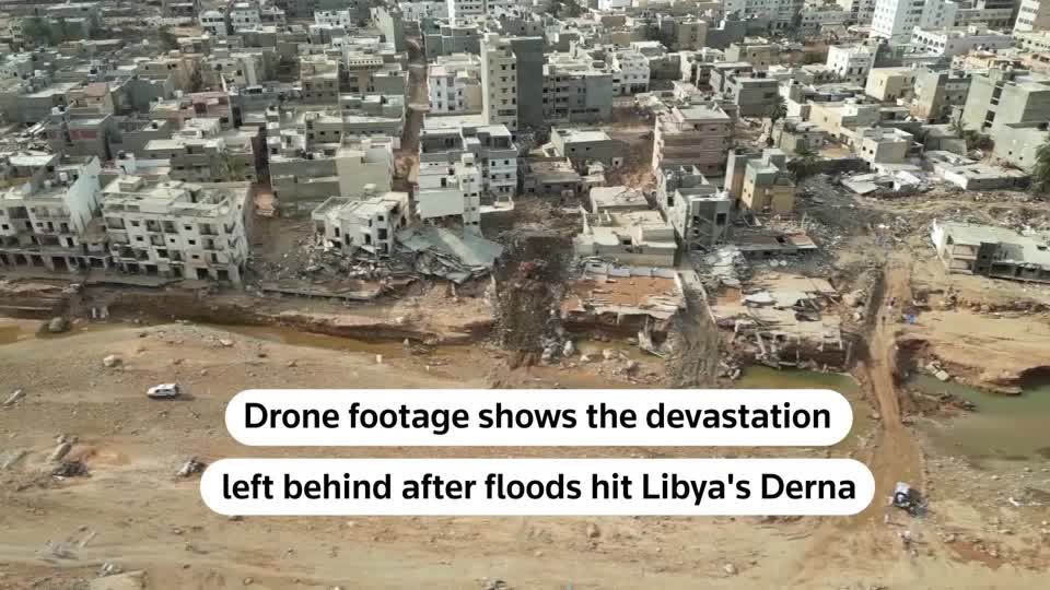 Drone footage shows destruction in Libya's Derna | Reuters