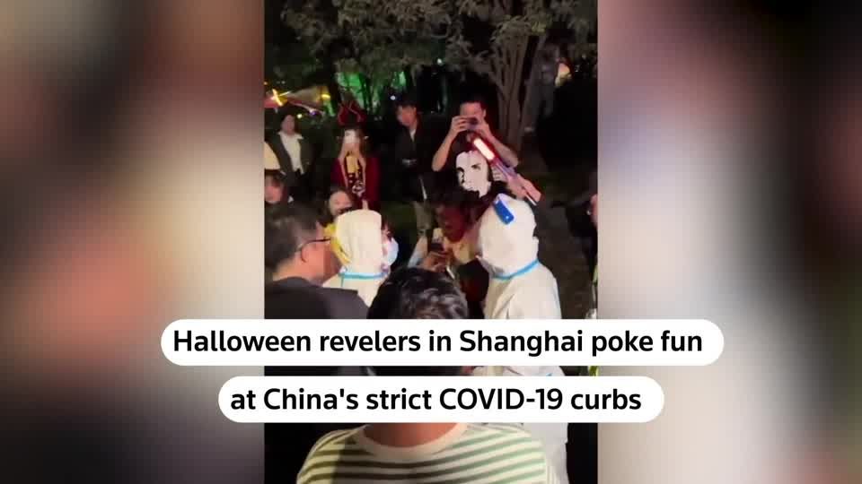 Halloween revellers throng Shanghai, some wearing costumes seen as a ...