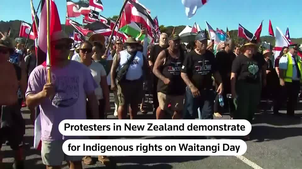 New Zealand national day protesters demonstrate for Indigenous rights ...