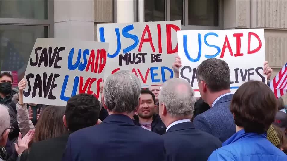 Protests as Elon Musk targets closure of US humanitarian aid agency ...