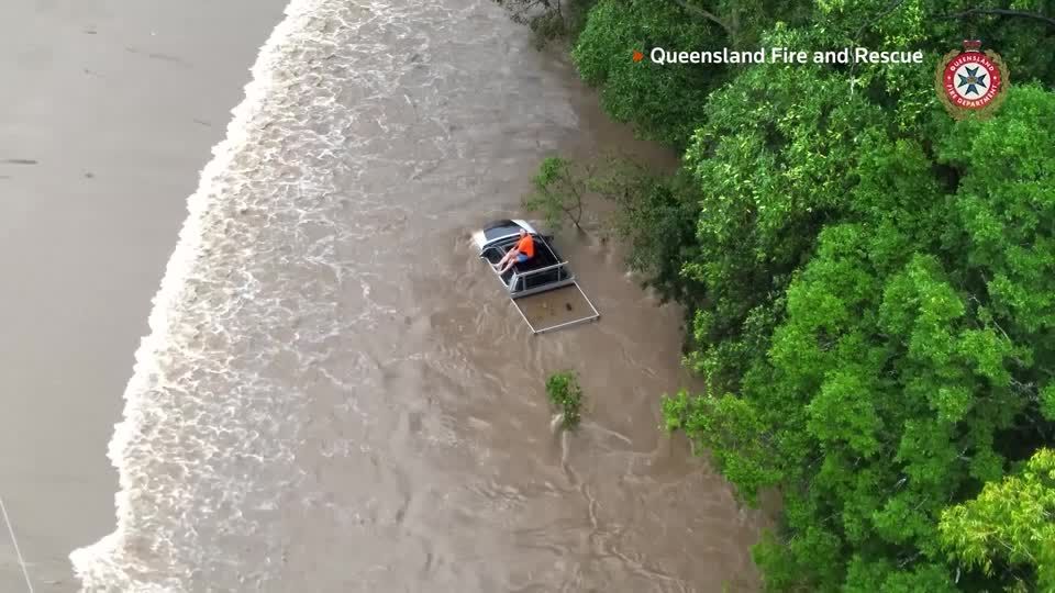 Drone footage shows flood rescues in Australia