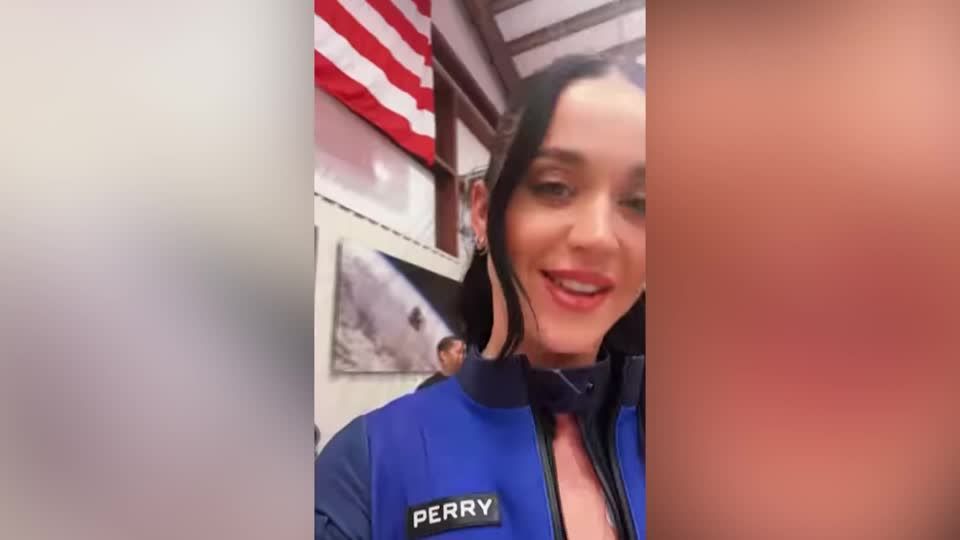 A day before launch, Katy Perry showcases the New Shepard spacecraft