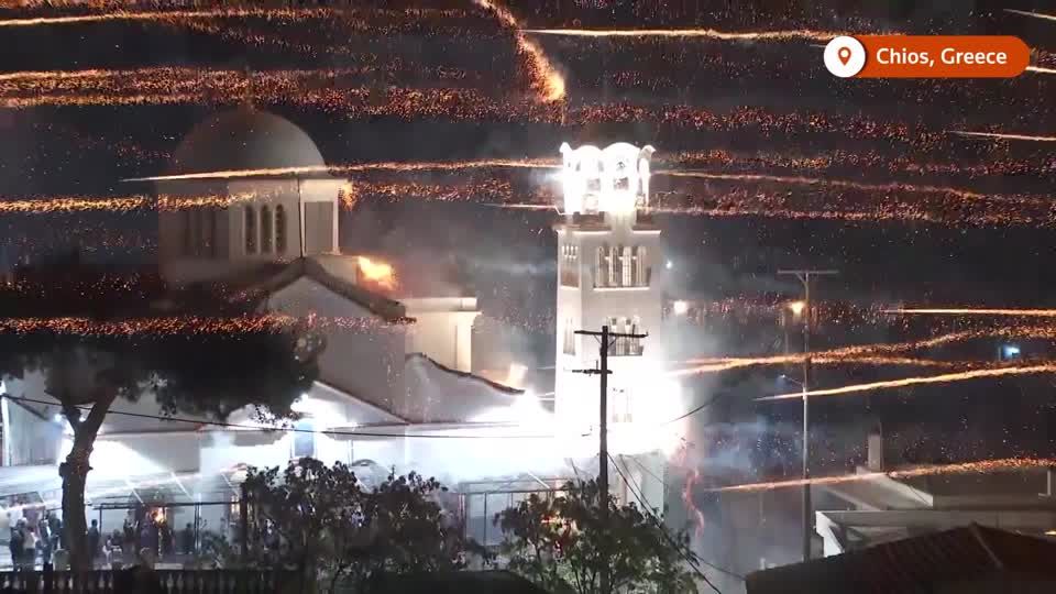 Easter begins with a bang in Greek island's 'rocket war' tradition