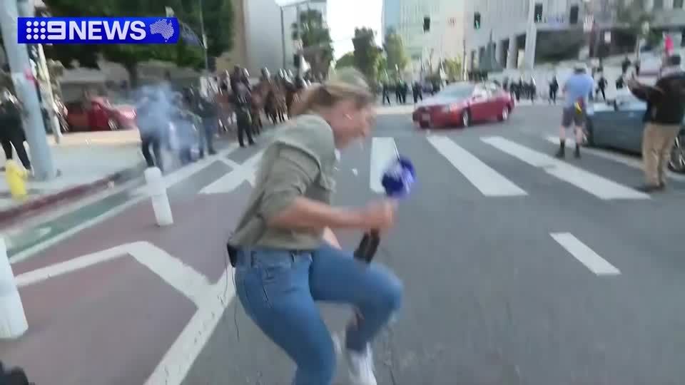TV journalist hit with rubber bullet during LA protests | Reuters