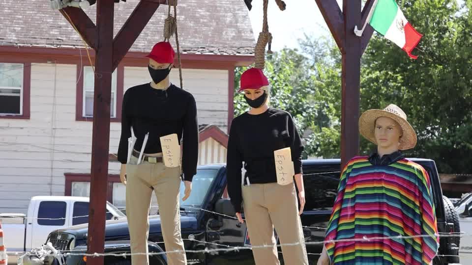 Texas homeowner hangs mannequins in red hats from gallows | Reuters
