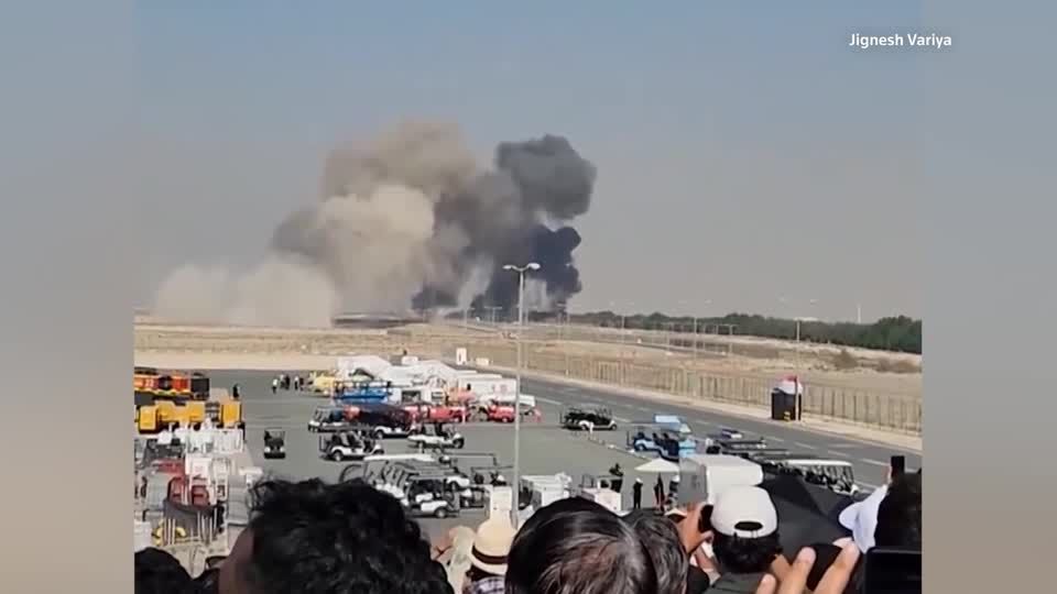 Fireball engulfs Indian fighter jet after crash in Dubai | Reuters