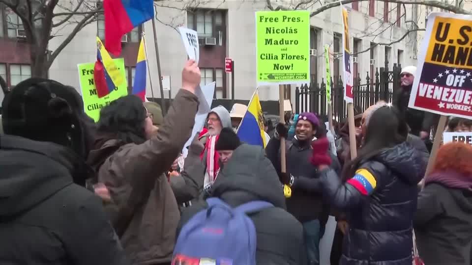 Protesters outside NY court applaud, decry Maduro's arrest | Reuters